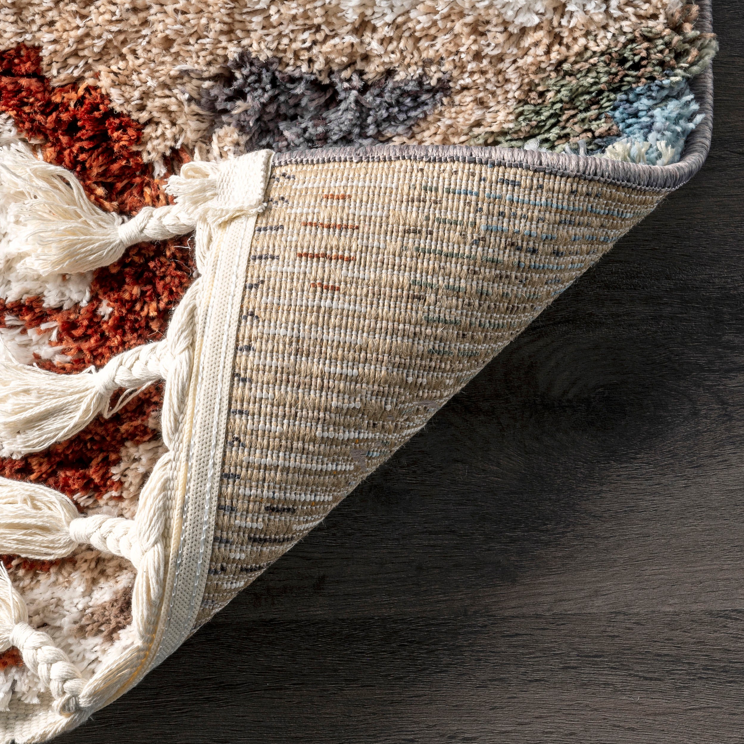 Skyla Tribal Banded Shag with Tassel Area Rug — nuLOOM