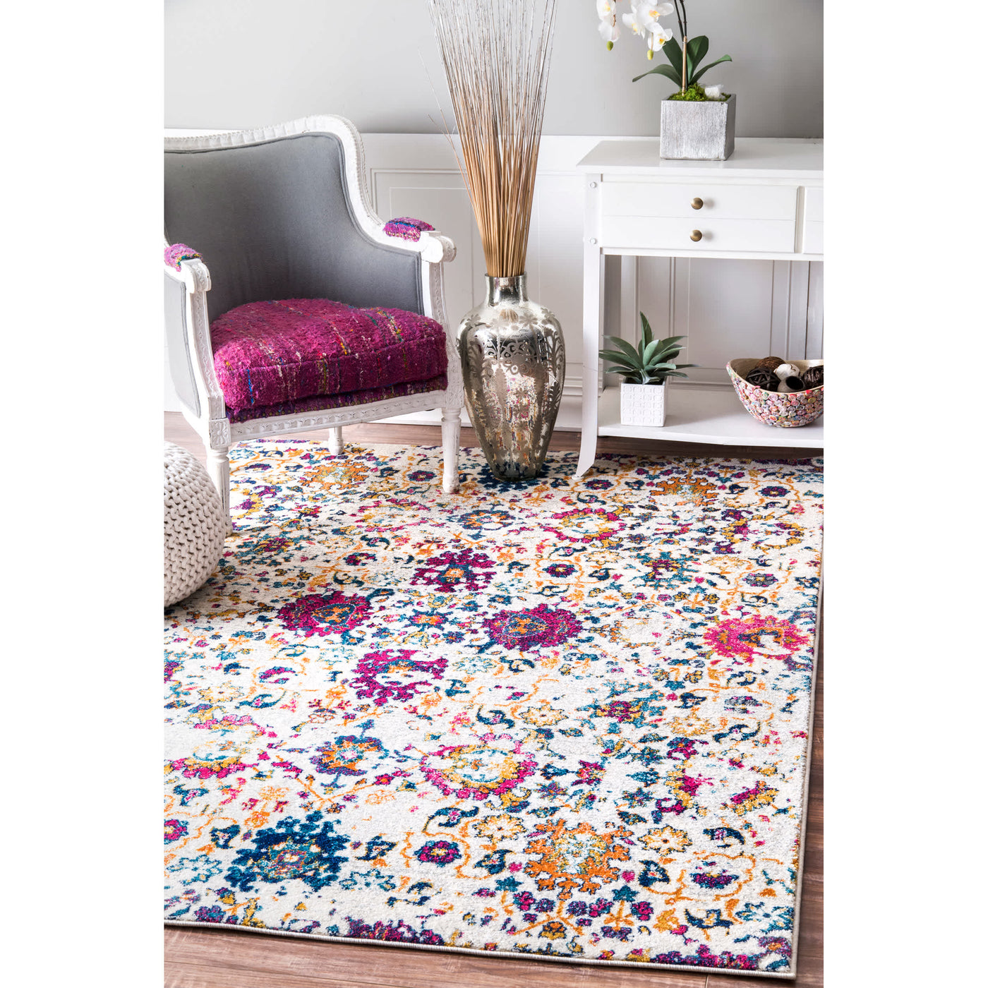 Floral Damask Rosemary Area Rug — nuLOOM