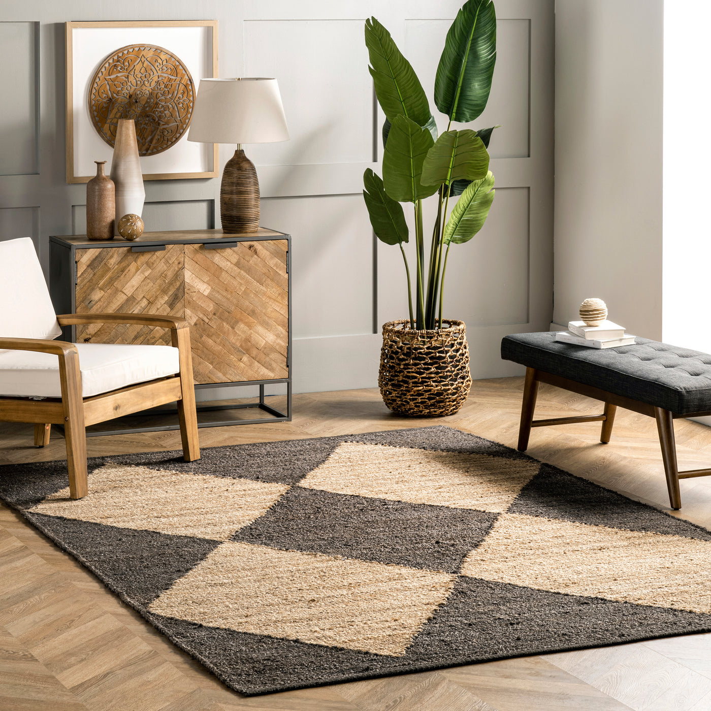 Pandora Diamond Jute Area Rug — nuLOOM