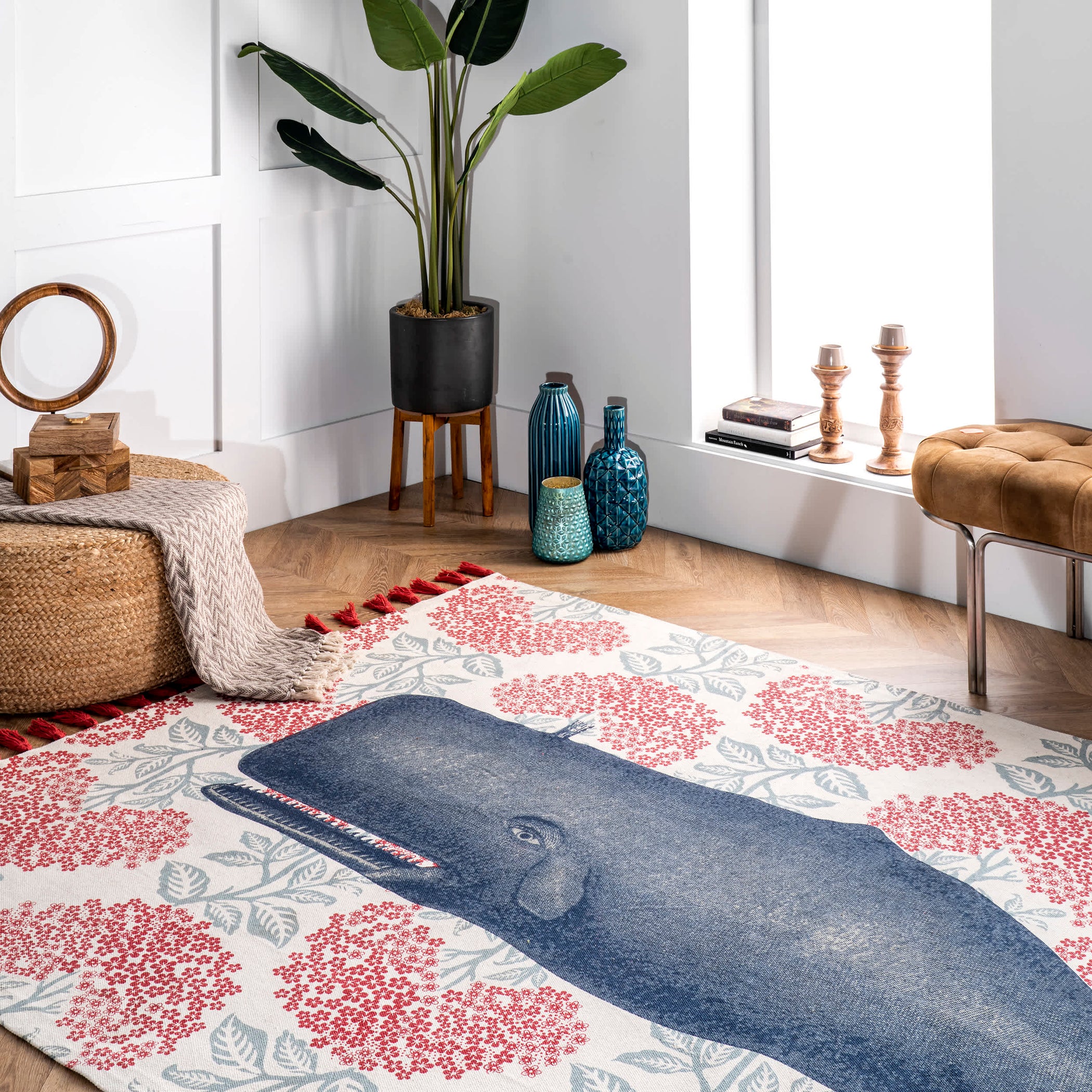 Thomas Paul Flatweave Cotton Whale Area Rug — nuLOOM