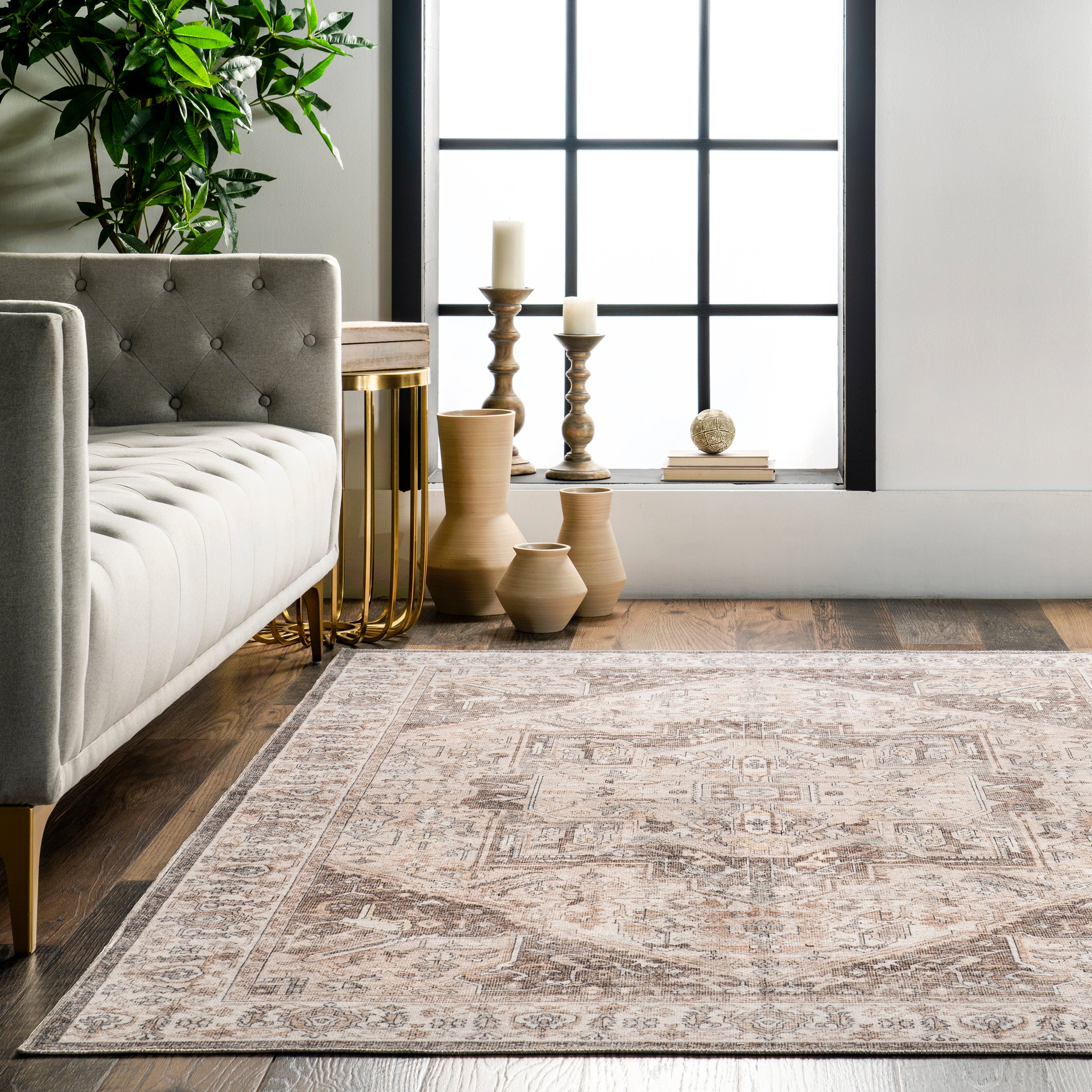 Brielle Machine Washable Vintage Medallion Area Rug — nuLOOM