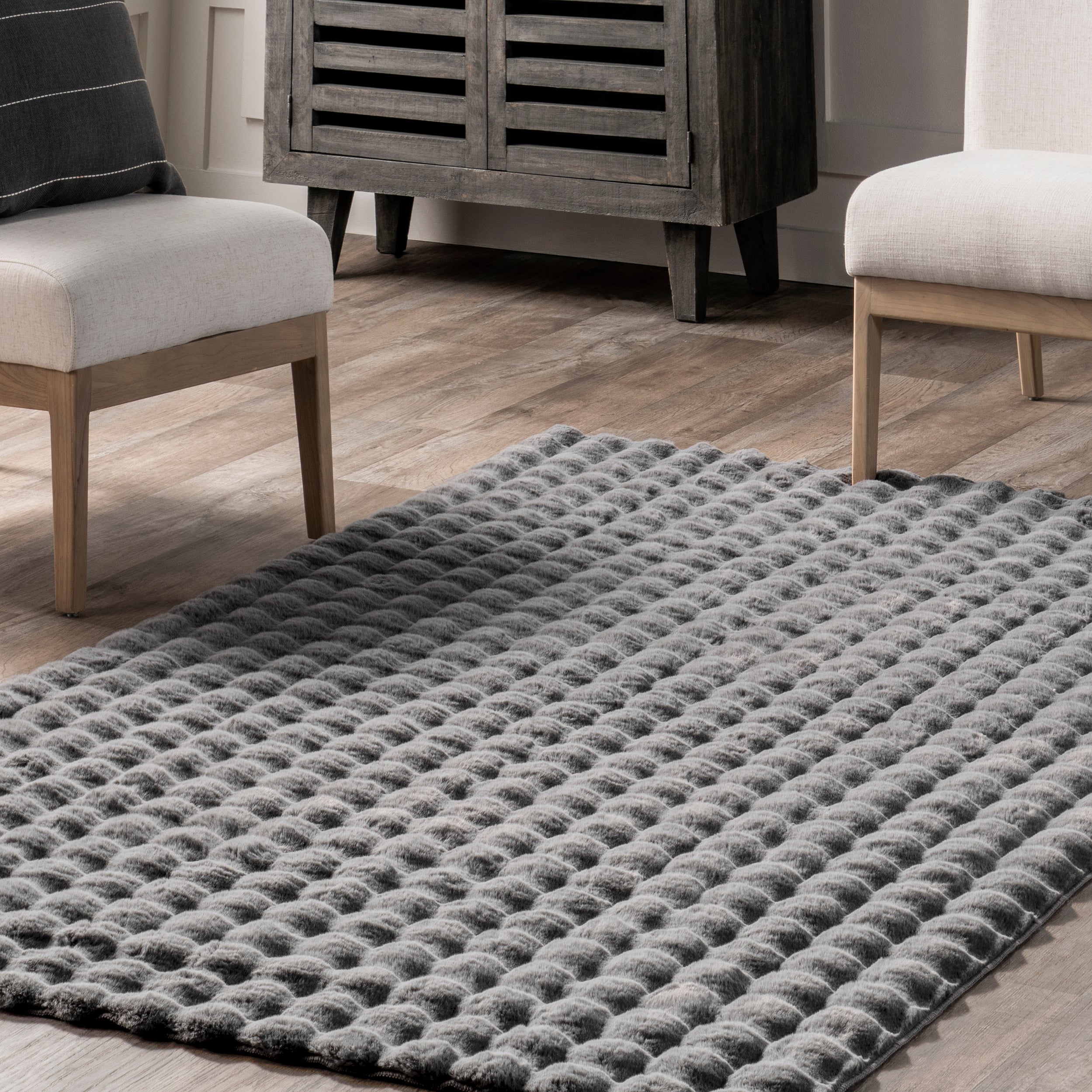 Jeni Solid Faux Rabbit Machine Washable Area Rug — nuLOOM