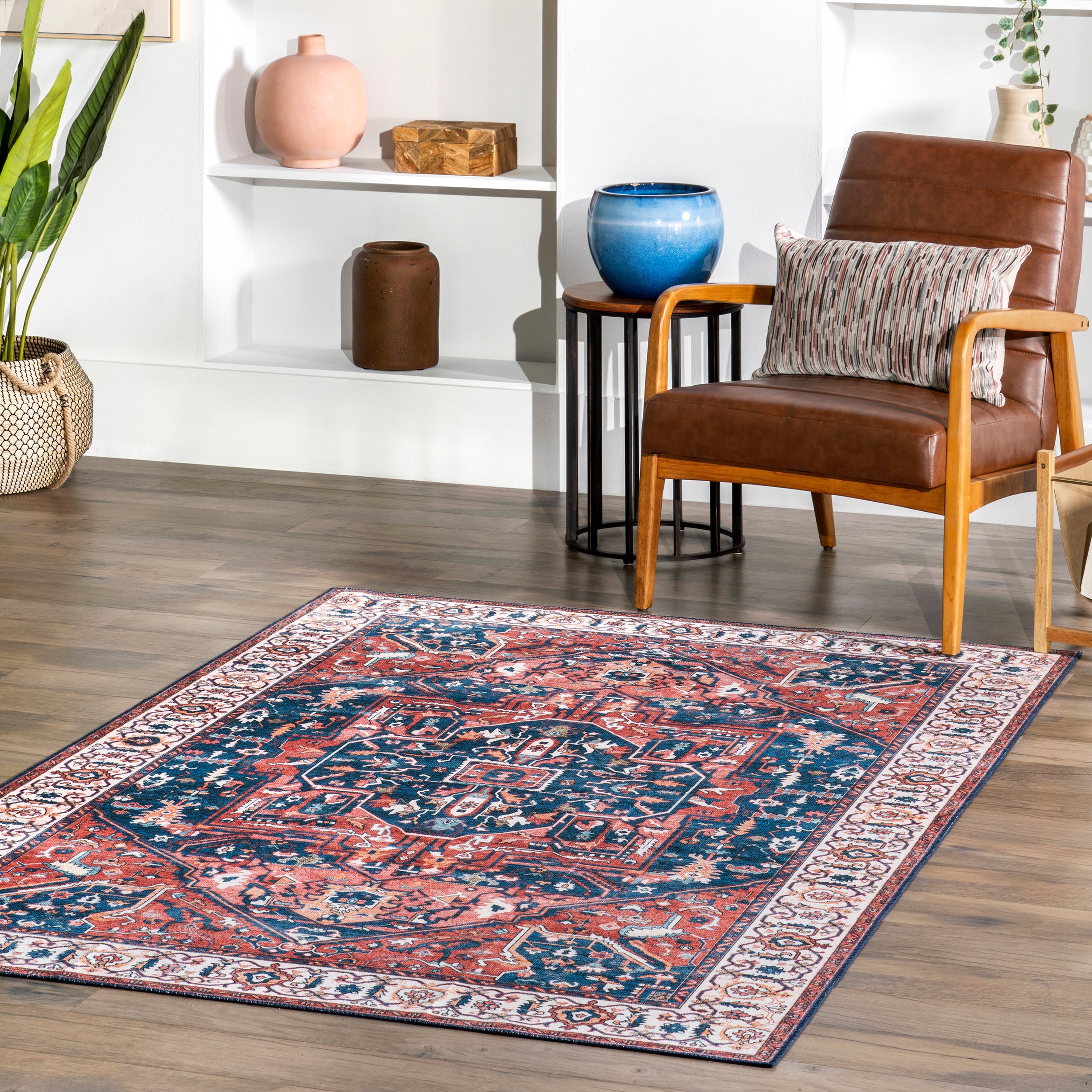 Brielle Machine Washable Vintage Medallion Area Rug — nuLOOM