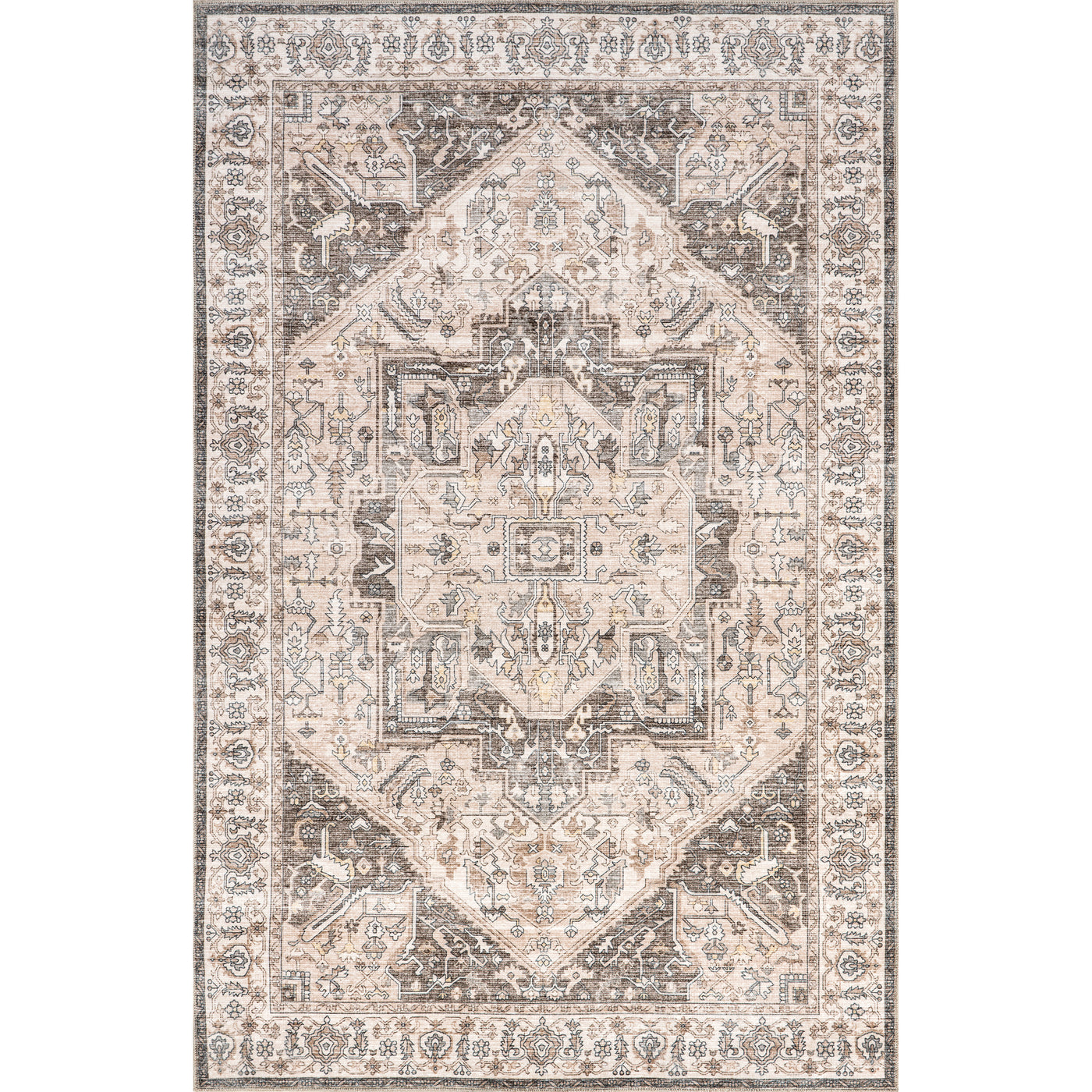 Brielle Machine Washable Vintage Medallion Area Rug — nuLOOM