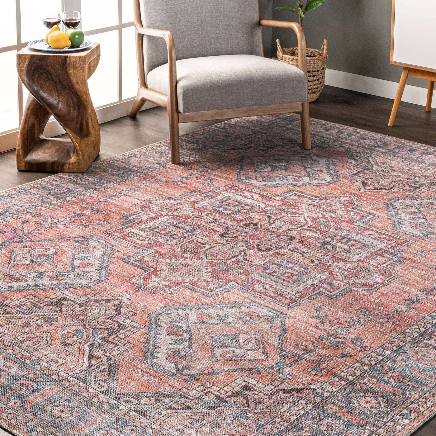 Maple Machine Washable Floral Medallion Area Rug — nuLOOM