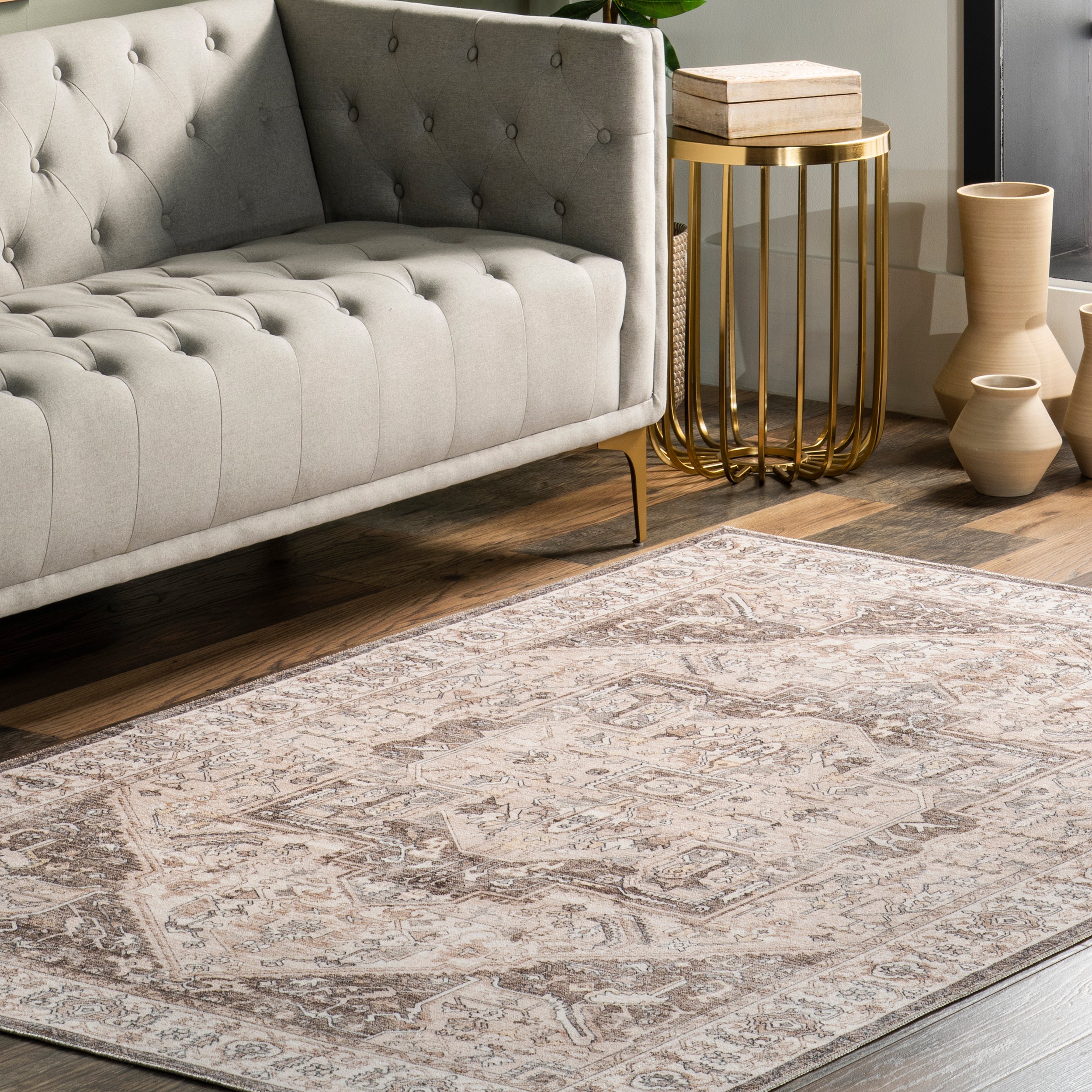 Brielle Machine Washable Vintage Medallion Area Rug — nuLOOM