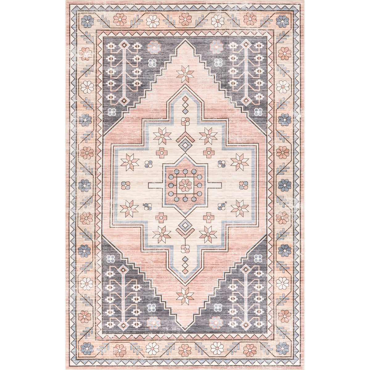 Catreena Transitional Floral Machine Washable Area Rug — nuLOOM